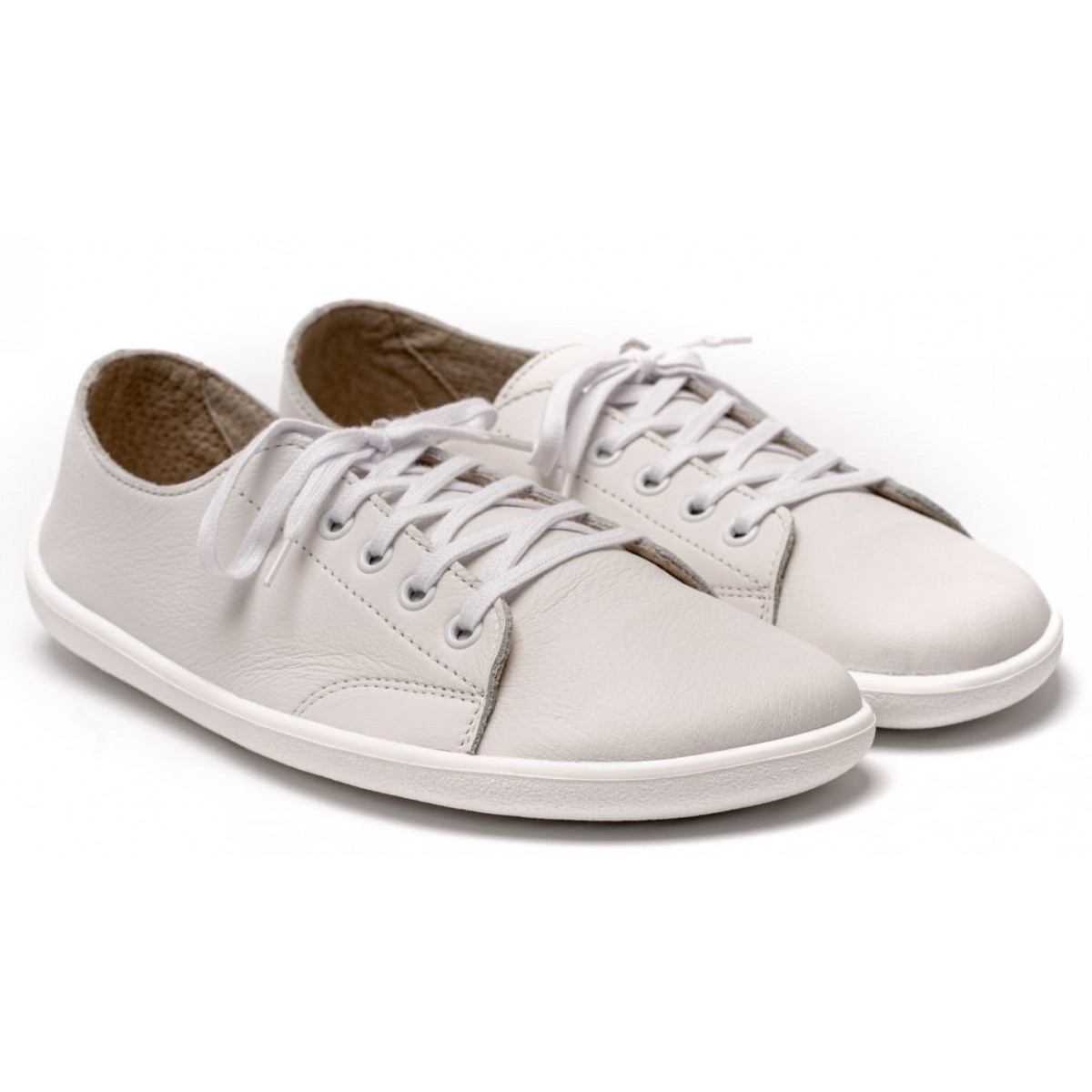 Sneakers Barefoot Be Lenka Prime White, Copii, Piele Naturala, Alb, Be ...
