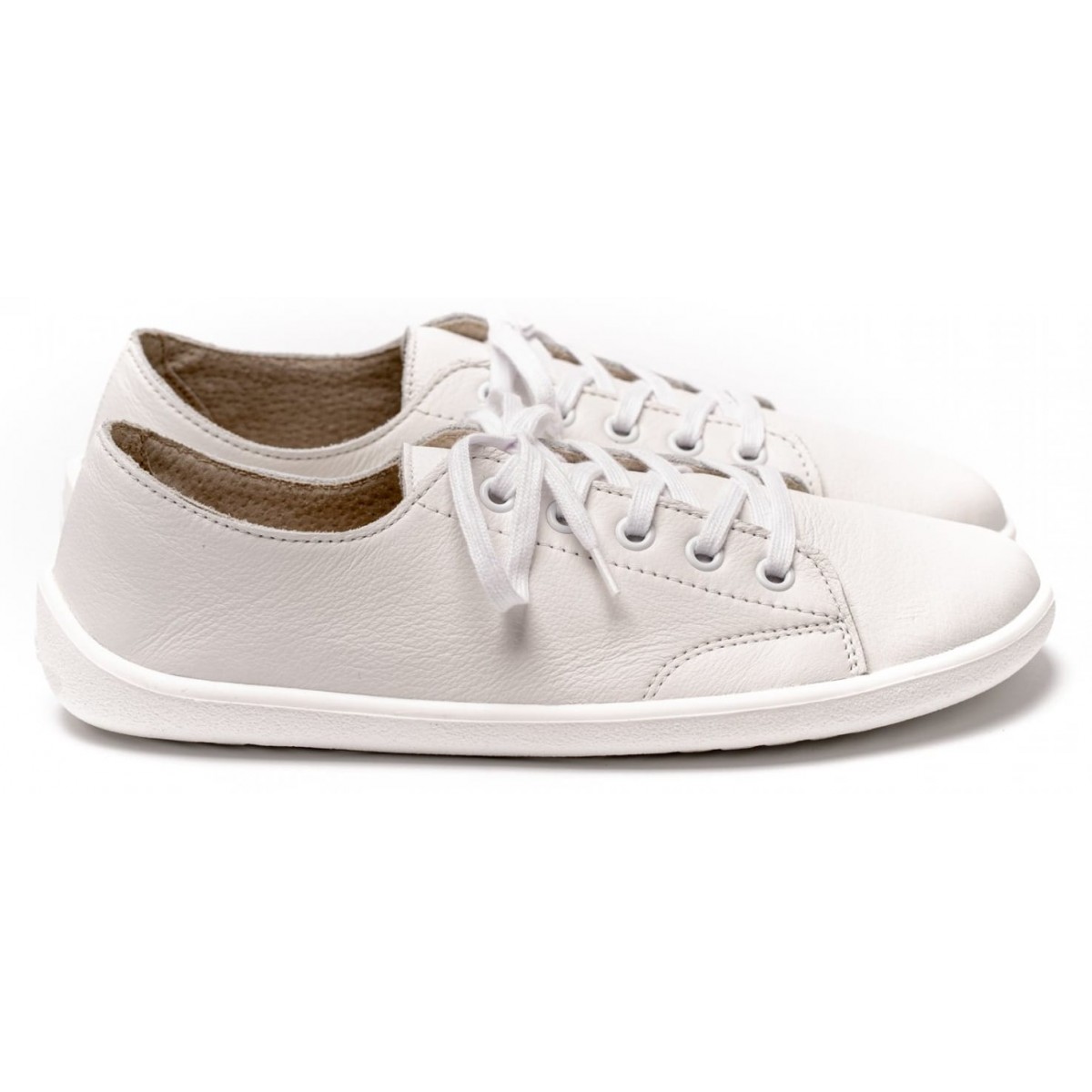 Sneakers Barefoot Be Lenka Prime White, Copii, Piele Naturala, Alb, Be ...